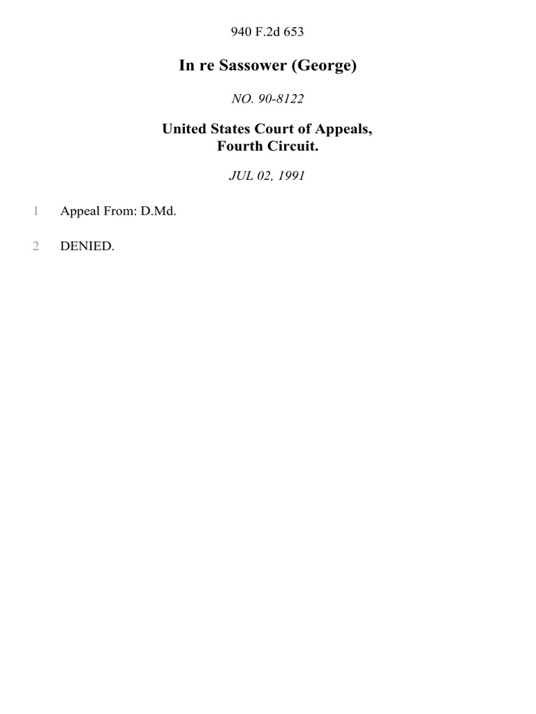 Appeal Denied in In re Sassower Case | PDF