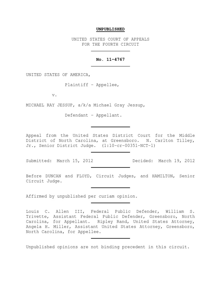 United States v. Michael Jessup, 4th Cir. (2012) | PDF | United States ...