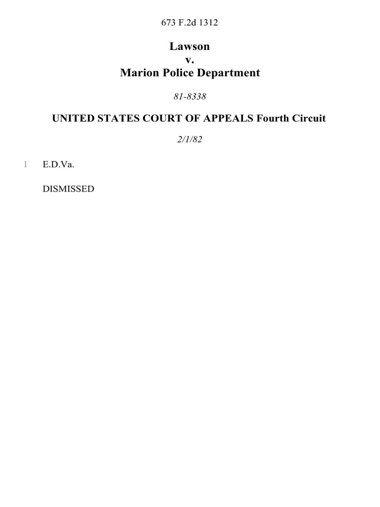 Lawson v. Marion Police Department, 673 F.2d 1312, 4th Cir. (1982) | PDF