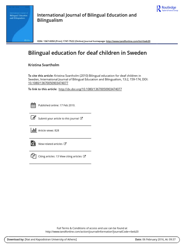 Bilingual Education For Deaf Children in Sweden | PDF | Hearing Loss ...