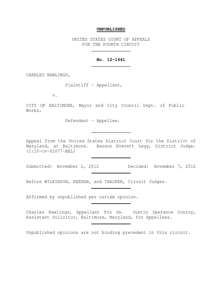 Rawlings v. Baltimore Employment Case | PDF | Politics | Social Science