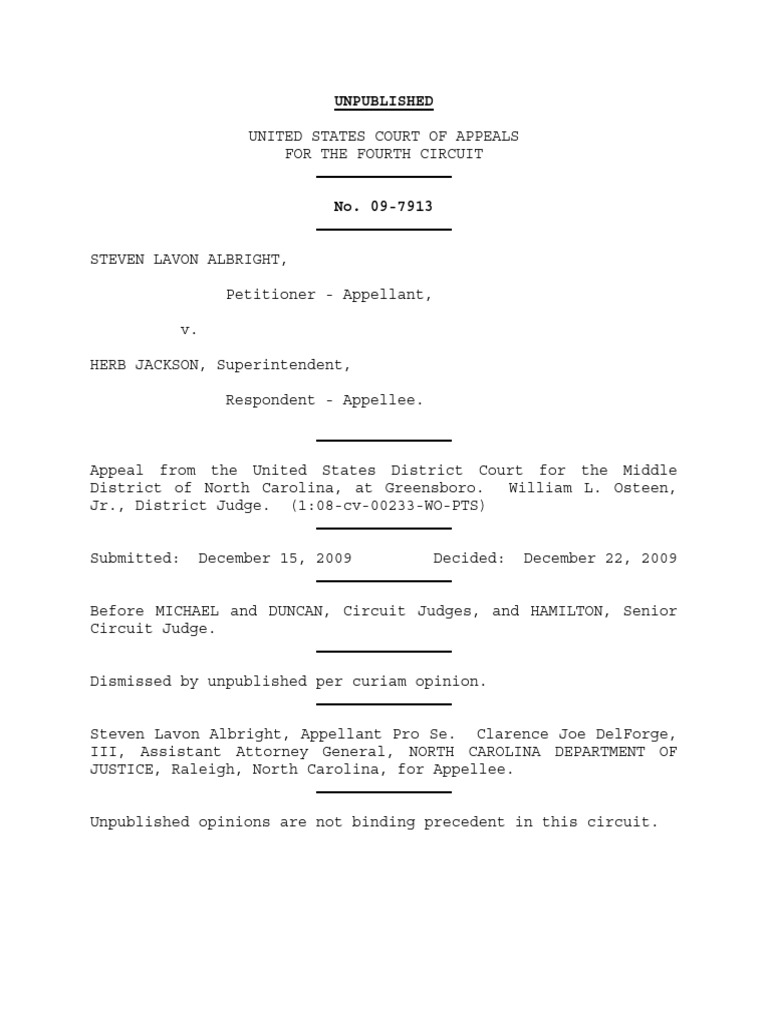 Albright v. Jackson, 4th Cir. (2009) | PDF