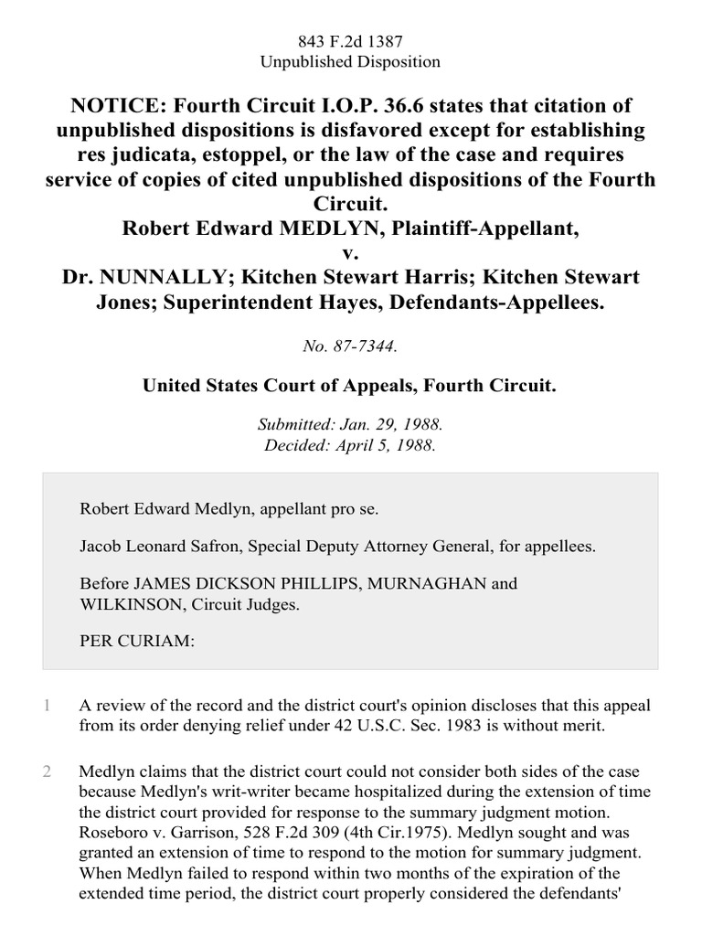 Robert Edward Medlyn v. Dr. Nunnally Kitchen Stewart Harris Kitchen ...
