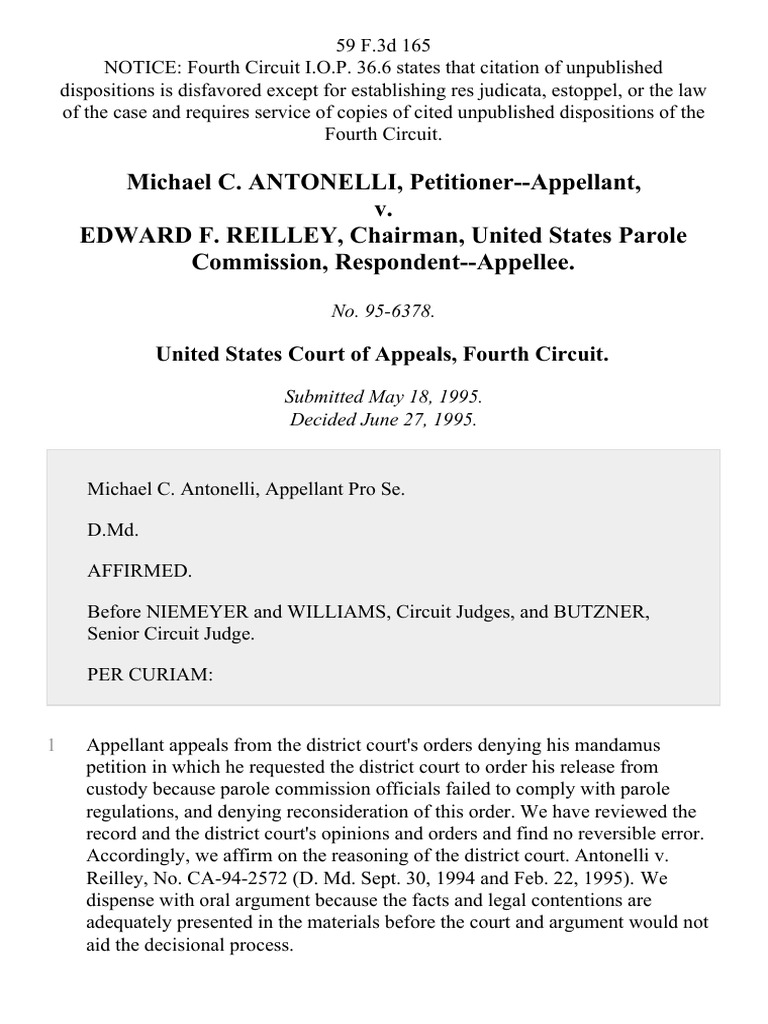 Michael C. Antonelli v. Edward F. Reilley, Chairman, United States ...
