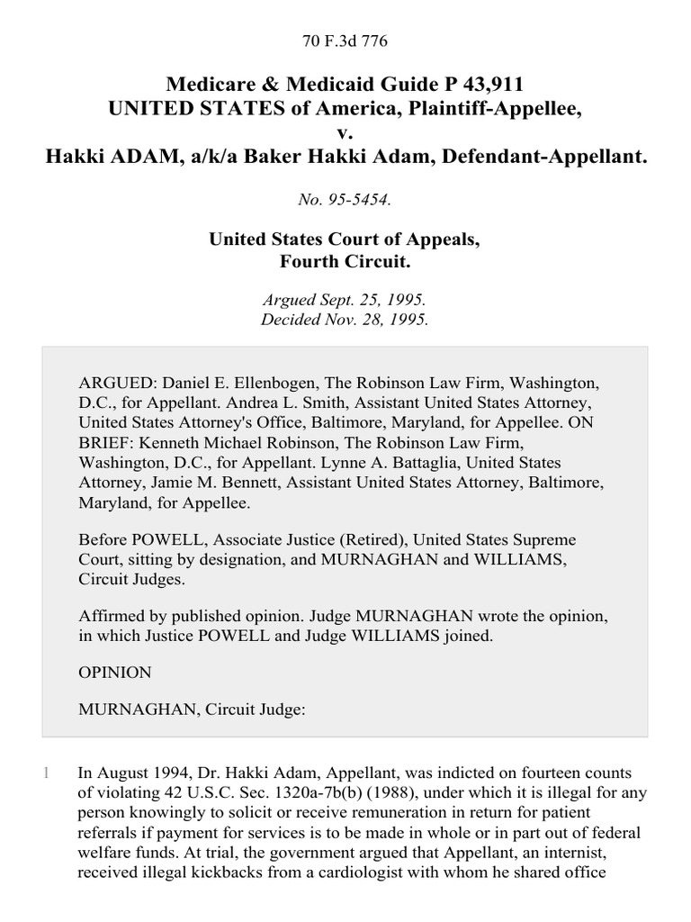 Medicare & Medicaid Guide P 43,911 United States of America v. Hakki ...