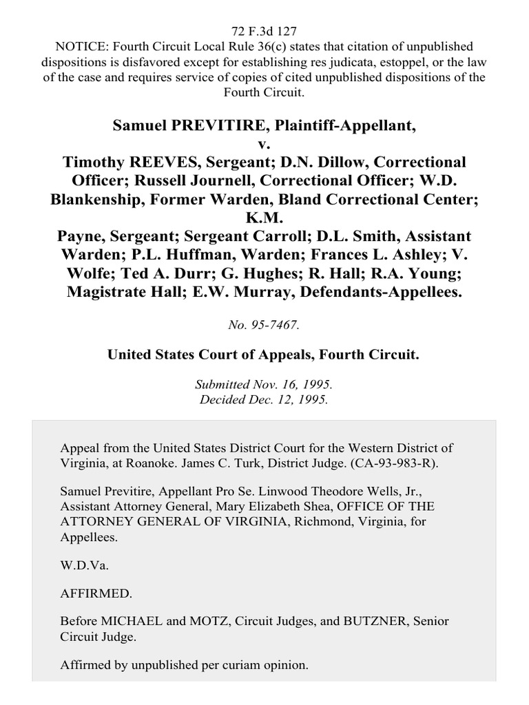 Fourth Circuit Affirms Denial of Reconsideration | PDF | Law