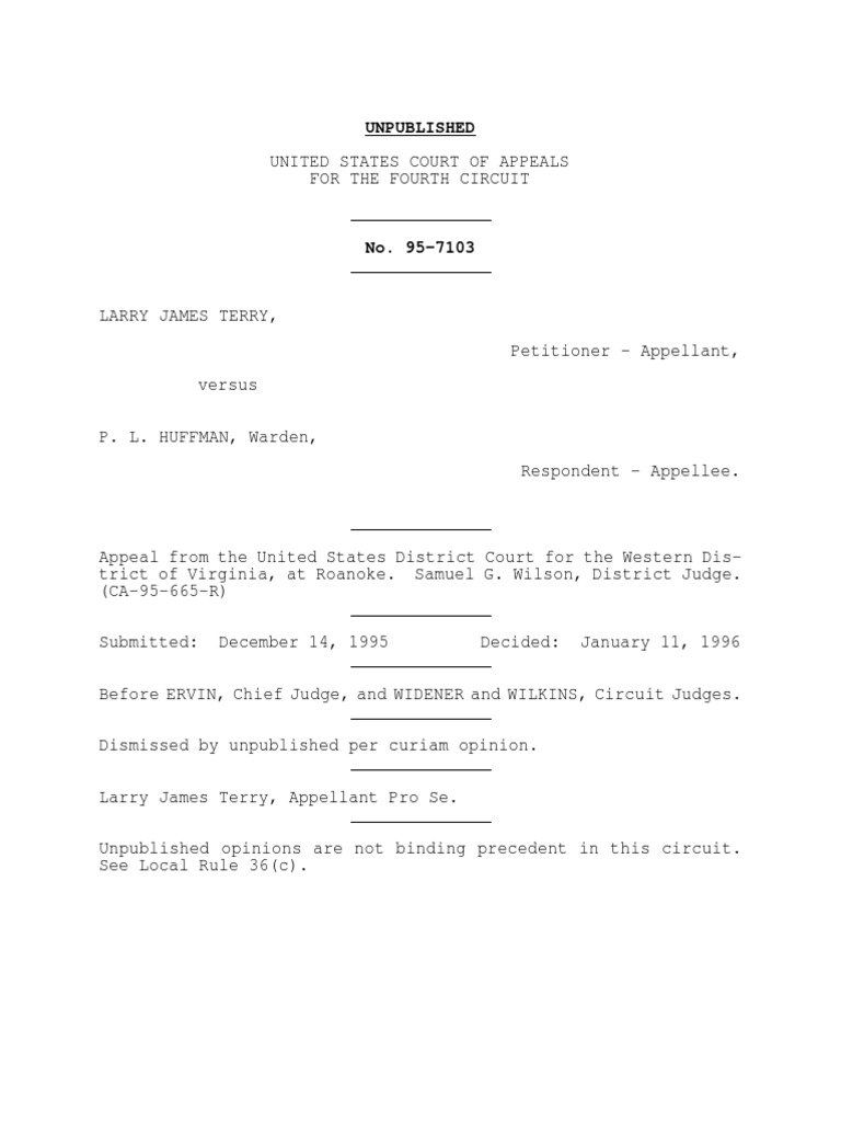 Appeal Dismissal in Terry v. Huffman | PDF