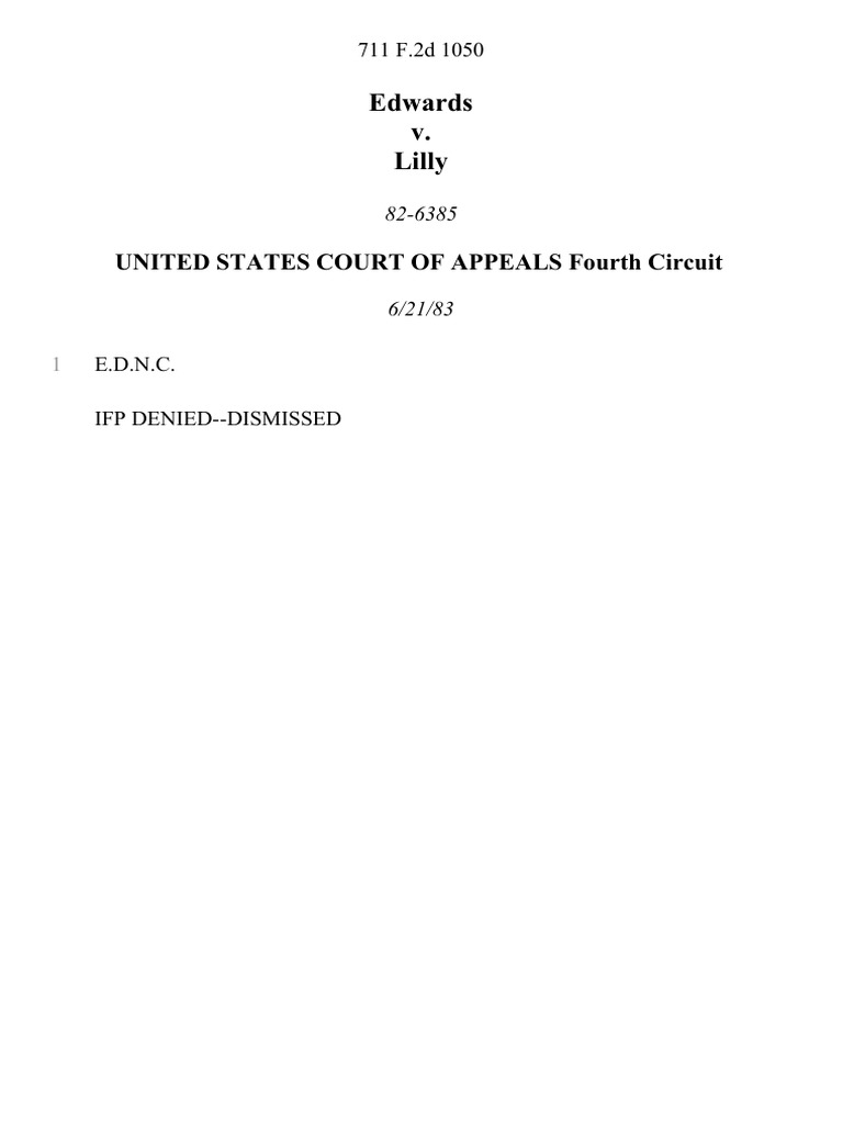 Edwards v. Lilly: IFP Denied, Dismissed | PDF