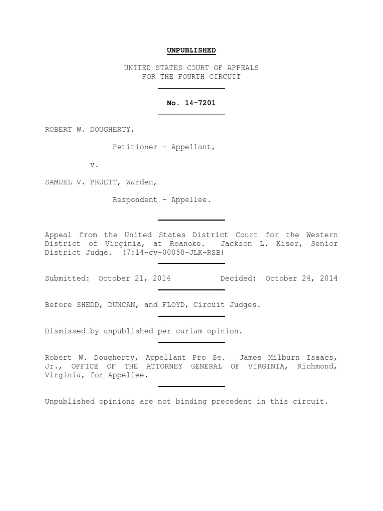 Robert Dougherty v. Samuel Pruett, 4th Cir. (2014) | PDF