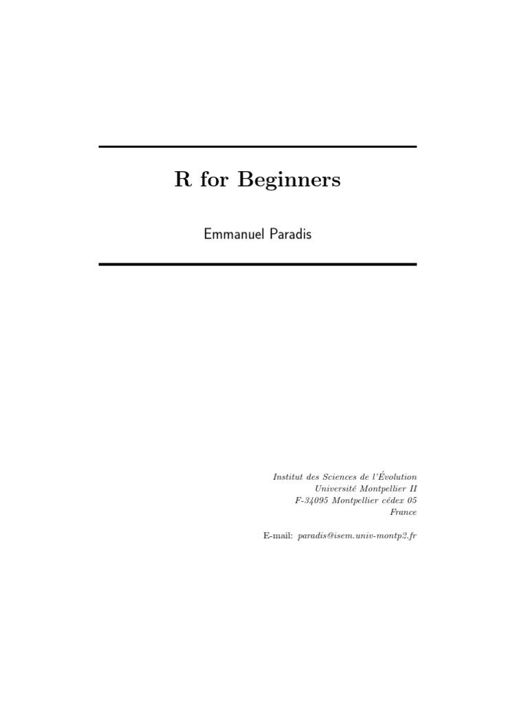 R For Beginners Pdf R Programming Language Parameter Computer Programming