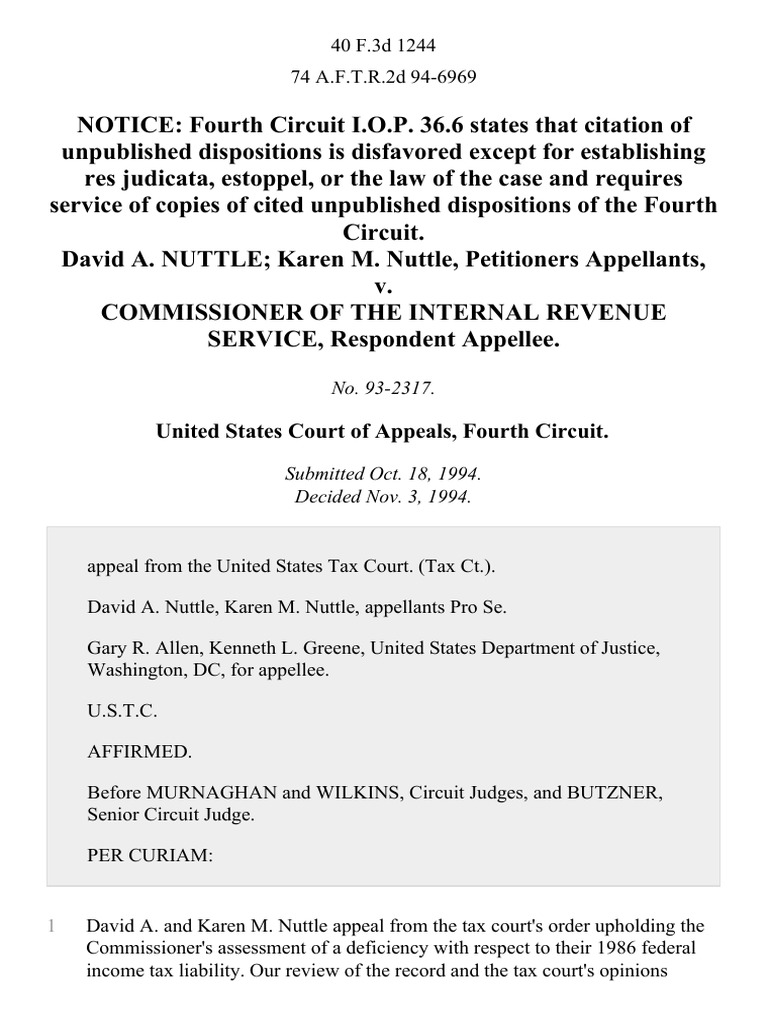 David A. Nuttle Karen M. Nuttle v. Commissioner of The Internal Revenue ...