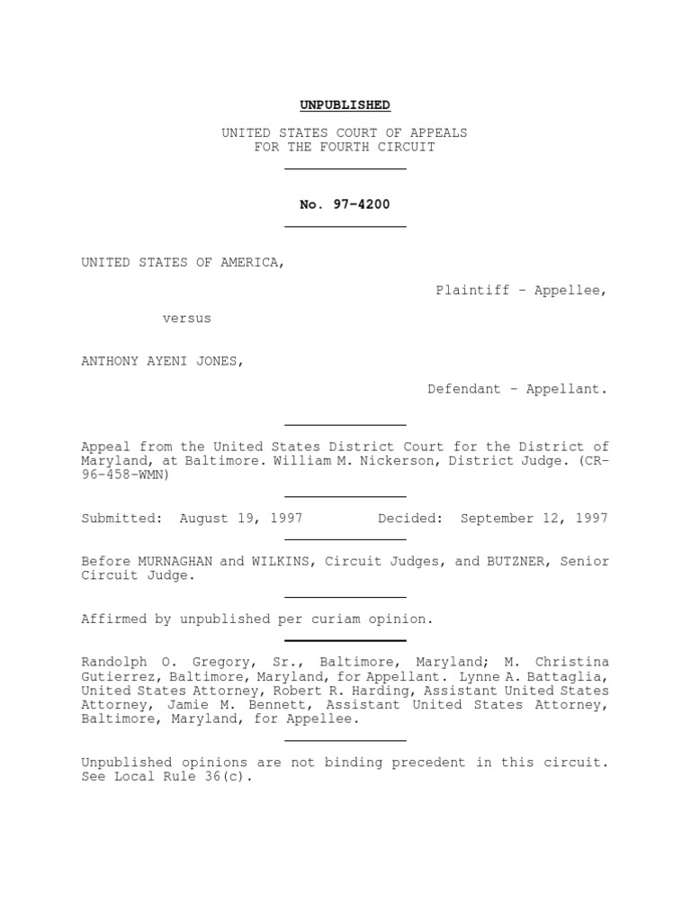 United States v. Jones, 4th Cir. (1997) | PDF