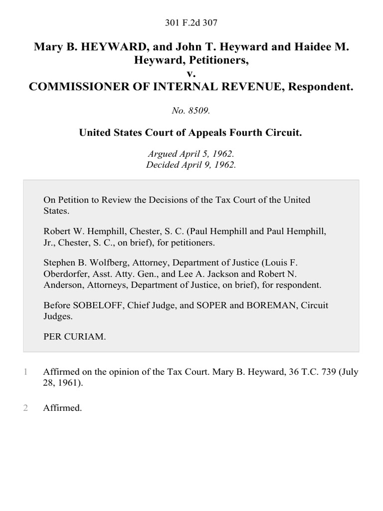 Mary B. Heyward, and John T. Heyward and Haidee M. Heyward v. Commissioner of Internal Revenue ...