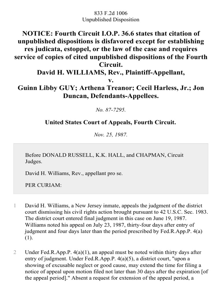 David H. Williams, Rev. v. Guinn Libby Guy Arthena Treanor Cecil ...