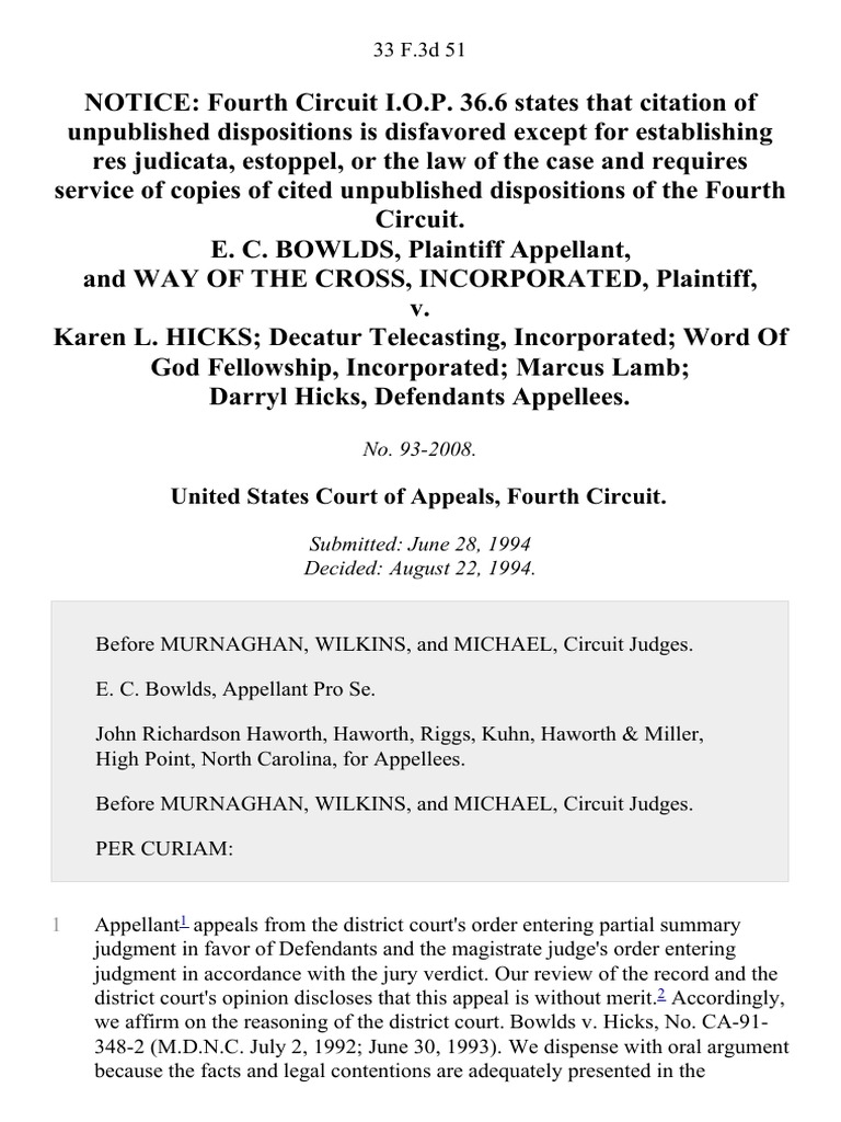 Fourth Circuit Affirms Summary Judgment | PDF