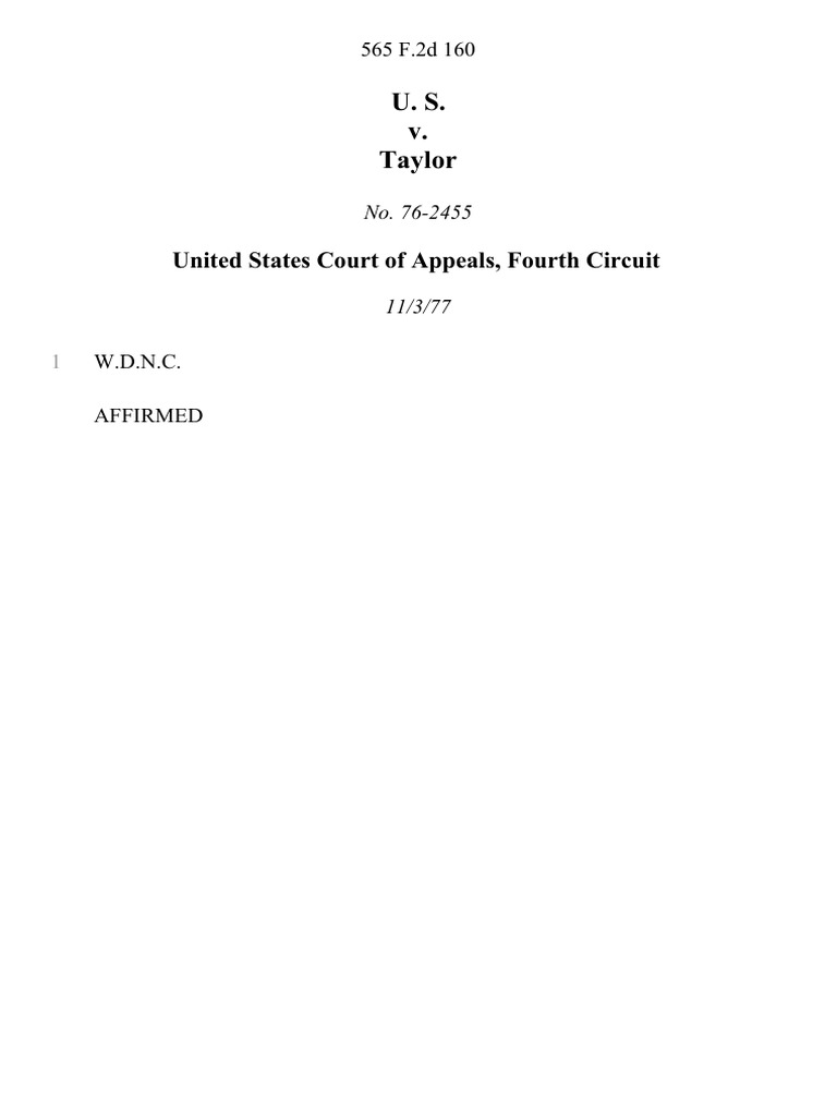 United States v. Taylor, 565 F.2d 160, 4th Cir. (1977) | PDF