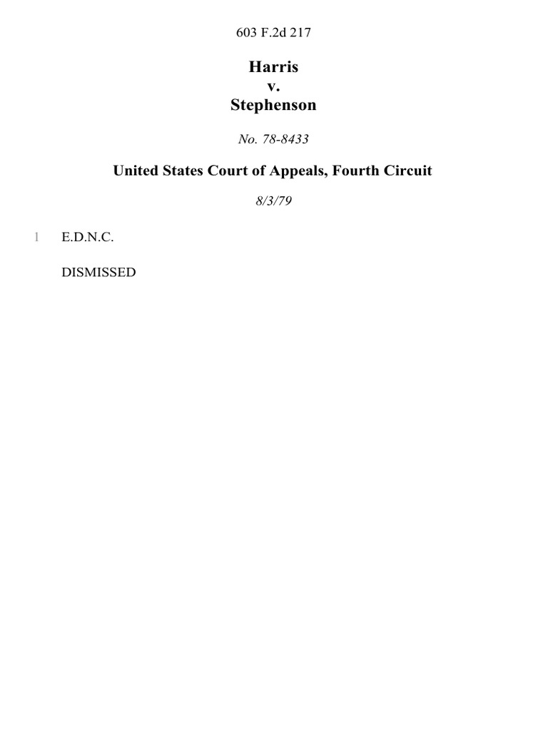 Harris v. Stephenson, 603 F.2d 217, 4th Cir. (1979) | PDF