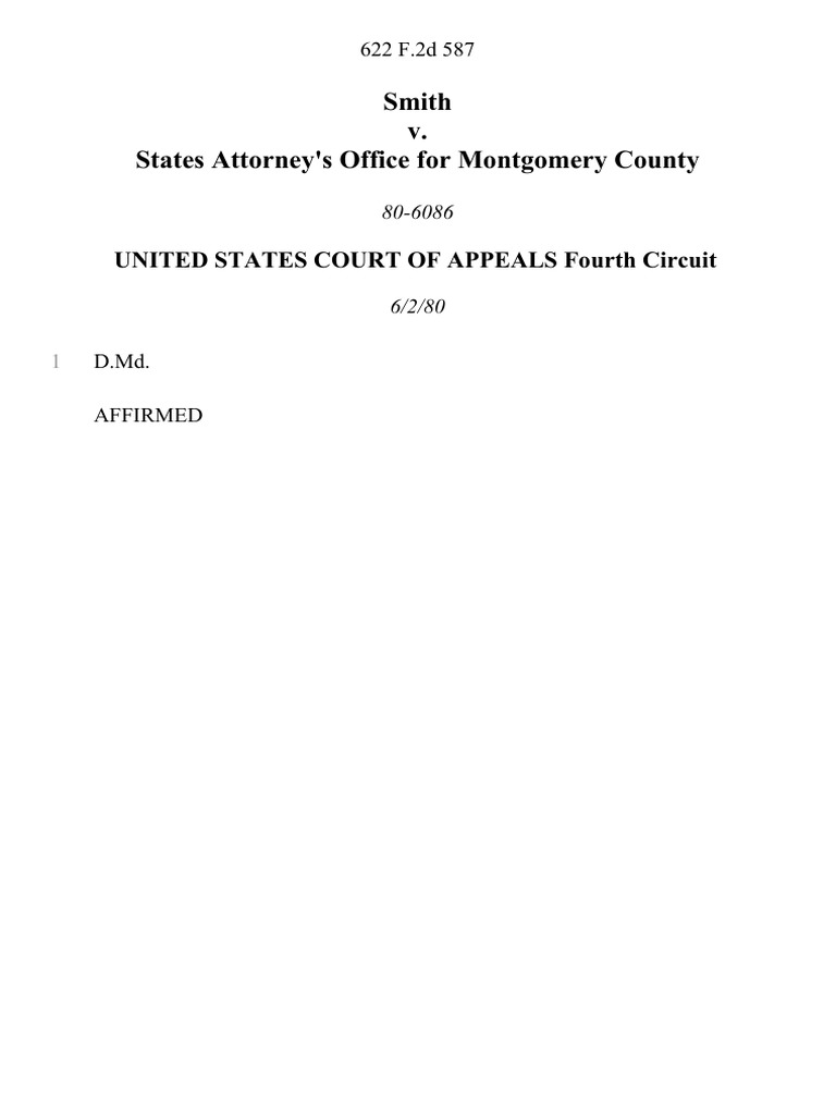 Smith v. States Attorney's Office For Montgomery County, 622 F.2d 587 ...