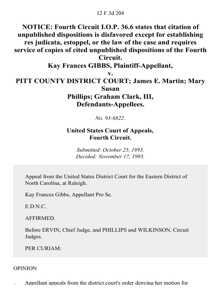 Fourth Circuit Affirms Denial | PDF