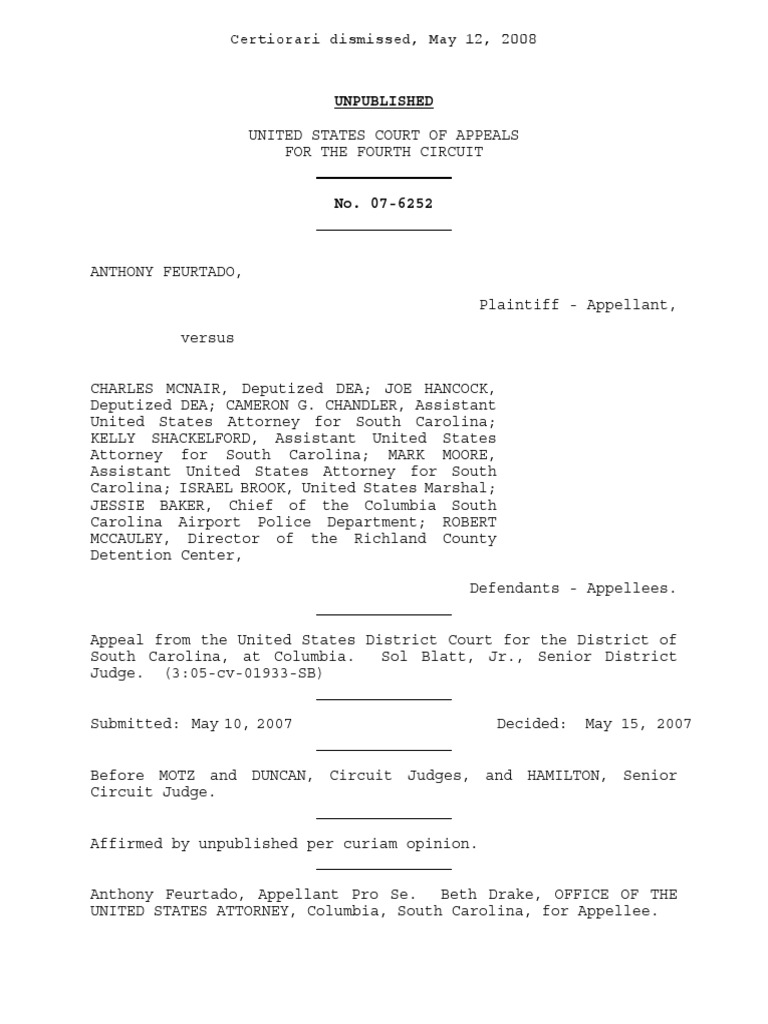 Fourth Circuit Affirms Bivens Case Dismissal | PDF | Politics | Social ...