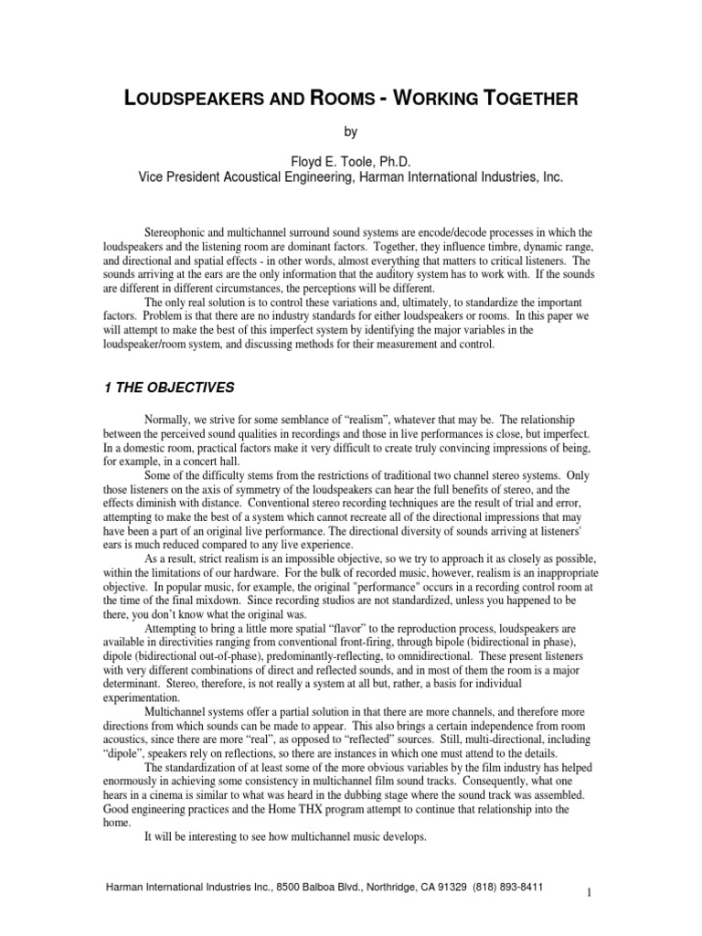 Loudspeakers and Room Interaction | PDF | Loudspeaker | Equalization ...