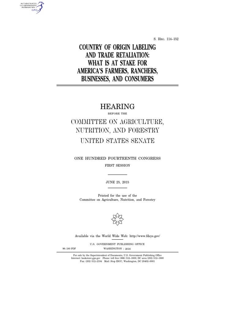 Country of Origin Labeling and Trade Retaliation: What Is at Stake For ...