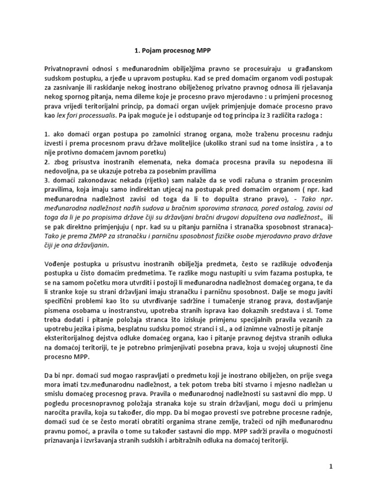 Procesno Međunarodno Privatno Pravo (II Parcijala), (Prof. Edin ...