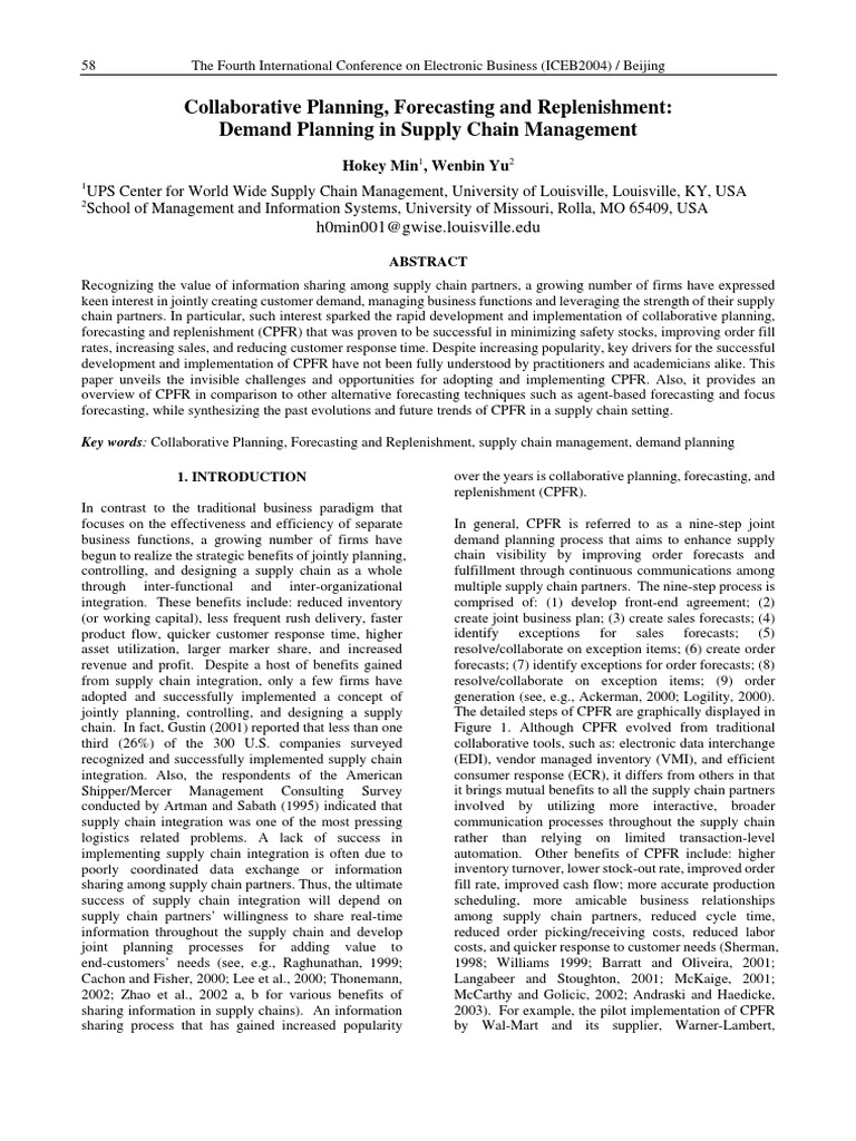 Collaborative Forecasting in Supply Chains | PDF | Forecasting | Supply Chain Management