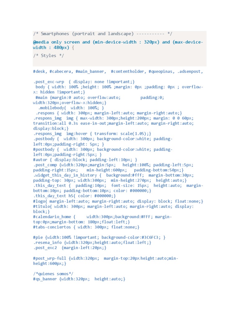 Responsive Design Stylesheet for Smartphones and Tablets | PDF | Design