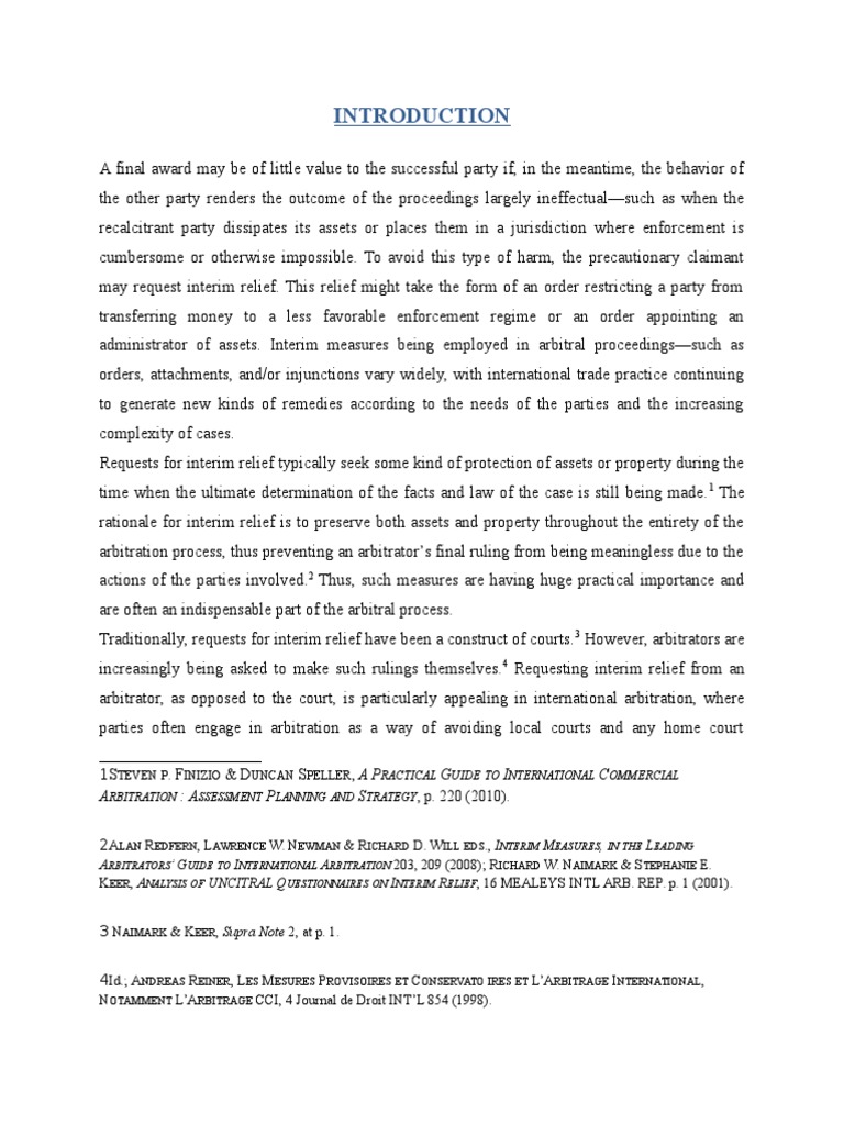 Interim Relief Under Arbitration and Conciliation Act | PDF