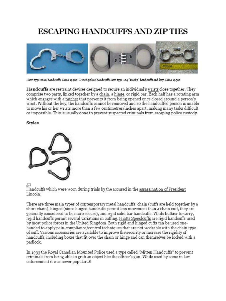 Escape Handcuffs and Zip Ties | PDF | Handcuffs | Bondage (Bdsm)