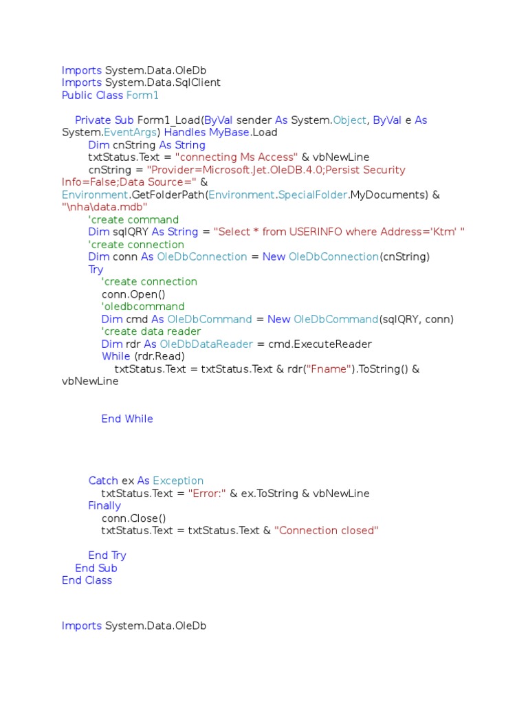 Form1 Object Eventargs: Imports Imports Public Class Private Sub Byval As Byval As Handles ...