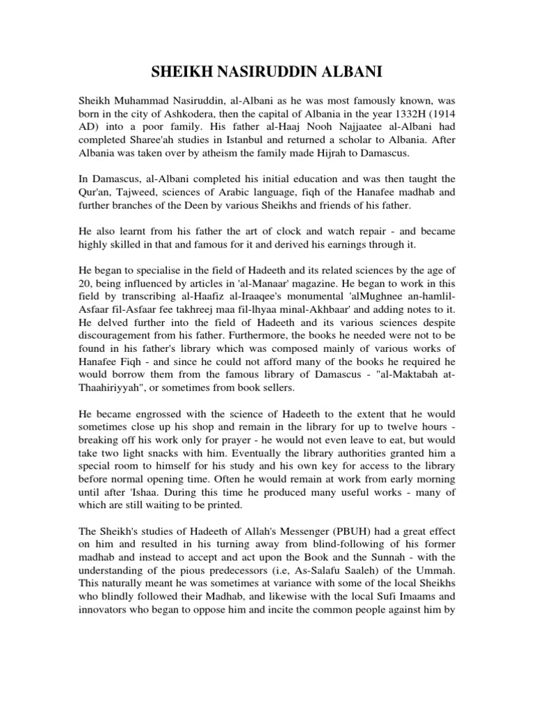 Sheikh Nasiruddin Albani | Hadith | Islam Related Controversies