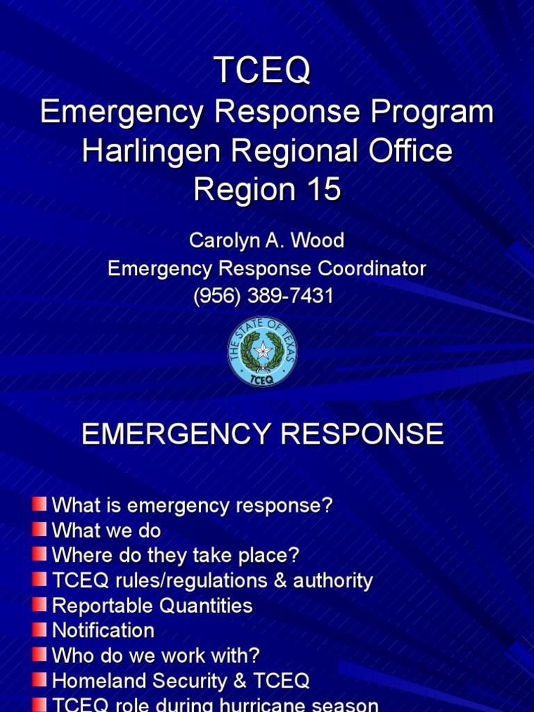 Presenter TCEQ Emergency Response Capabilities | PDF | Emergency ...