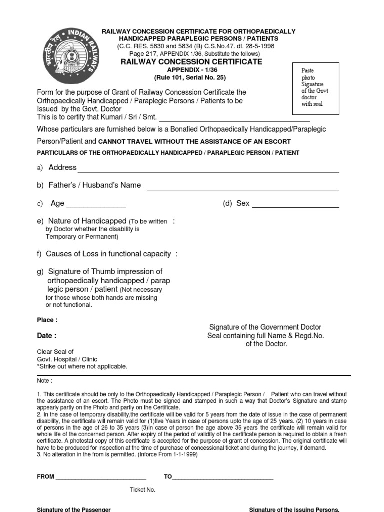 Rail Concessional Certificate With Railway Logo Rail Logo | PDF ...