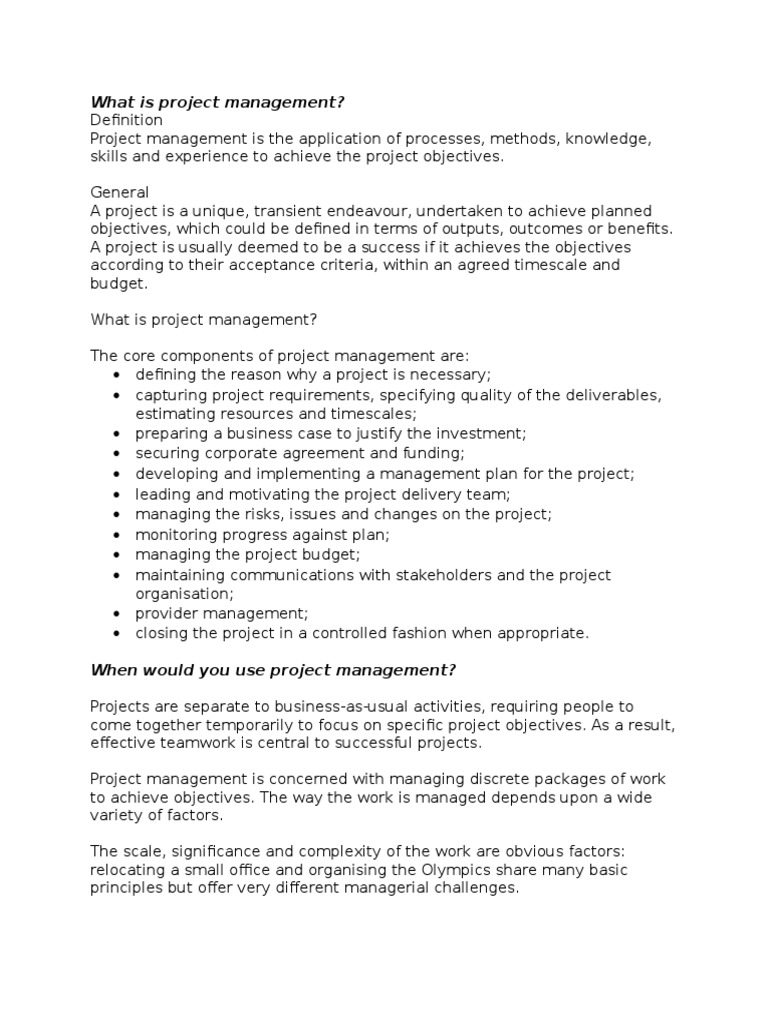 What Is Project Management | PDF | Project Management | Business