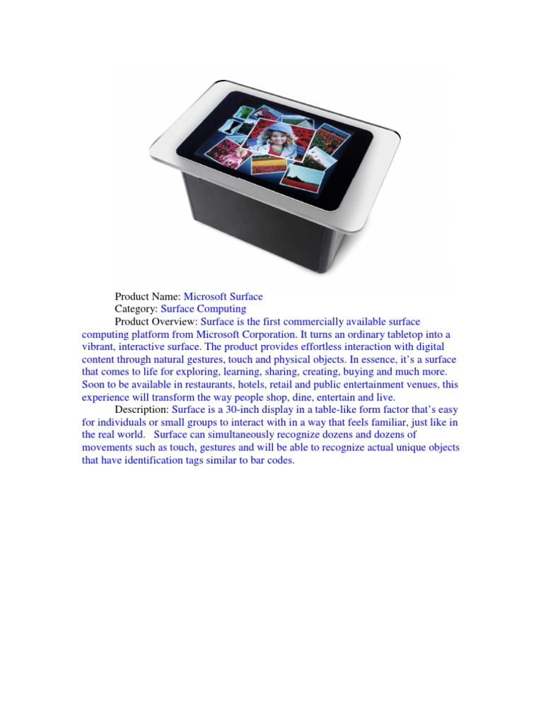 Microsoft Surface | PDF | User Interface | Software