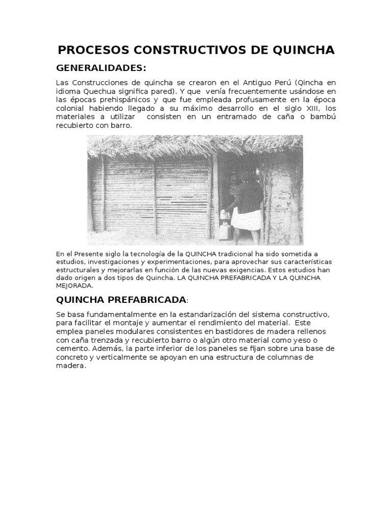 Procesos Constructivos de Quincha | PDF | Fundación (Ingeniería ...