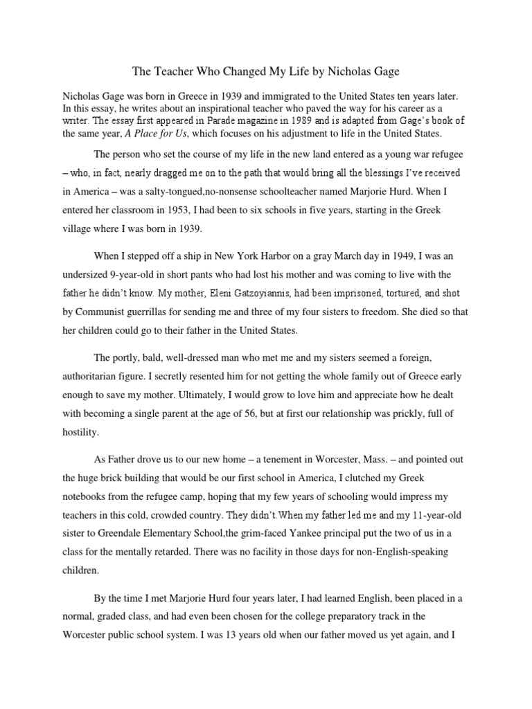 The Teacher Who Changed My Life by Woody Allen | PDF | Schools