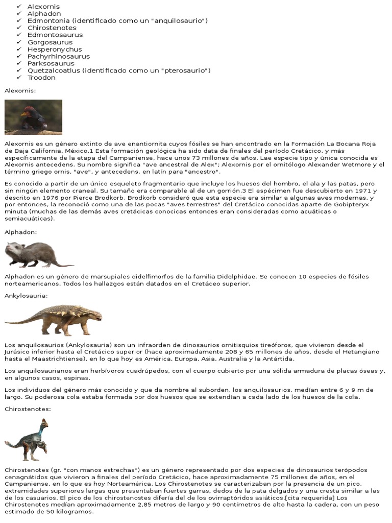 Alexornis | PDF | Dinosaurios de américa del norte | Archosaurios Cretáceos