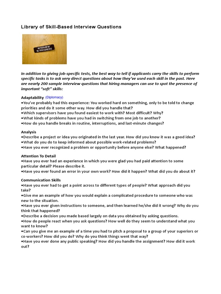 200 Soft Skills Interview Questions | PDF | Sales | Employment