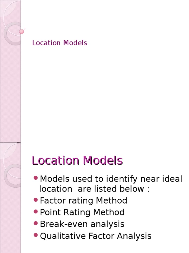 Factor Rating Method in Location Models | PDF | Labour Economics ...