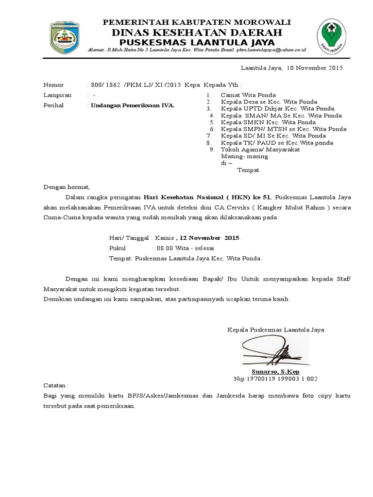 Undangan Pemeriksaan IVA HKN | PDF