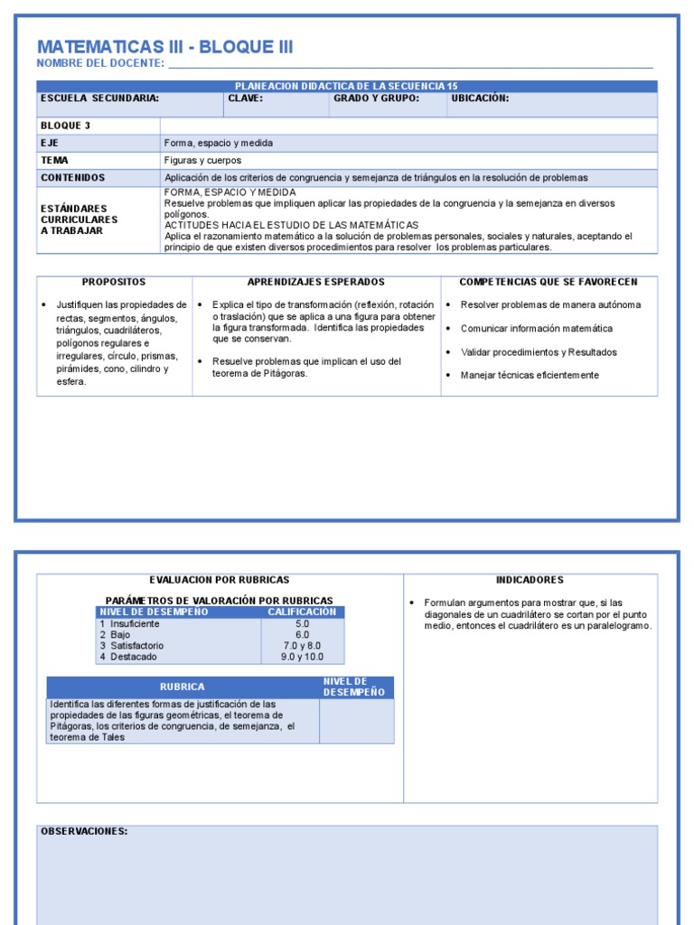 Matematicas 3 Bloque 3 Secuencia 15 | PDF | Geometría del plano ...