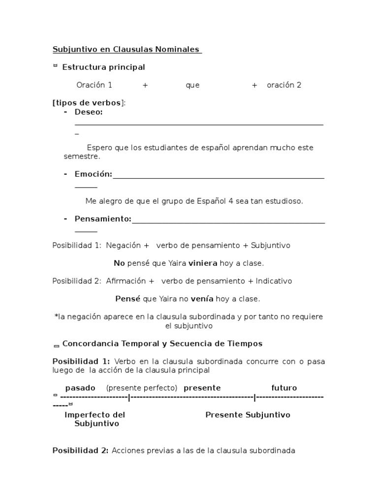 Subjuntivo en Clausulas Nominales | PDF