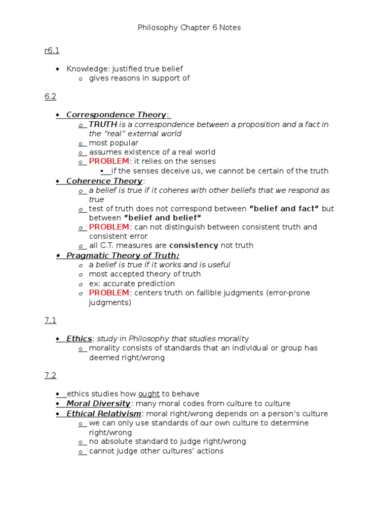 Philosophy Chapter 6 | PDF | Truth | Morality