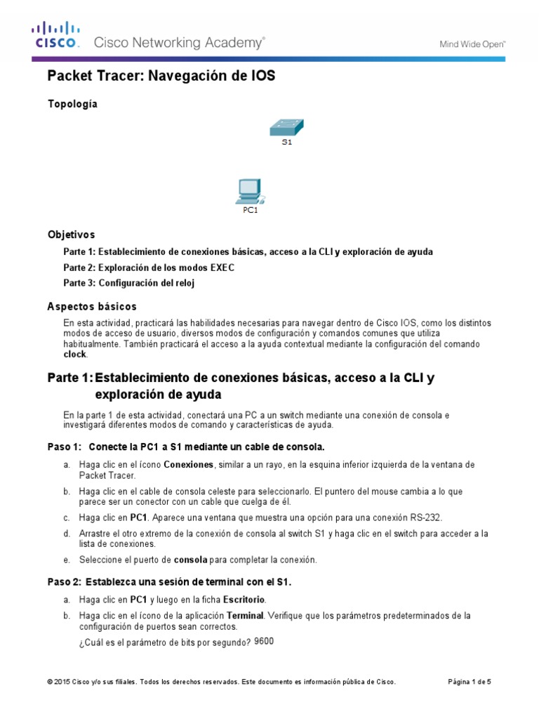 2.1.4.6 Packet Tracer - Navigating The IOS | PDF | Point and Click | Ventana (informática)