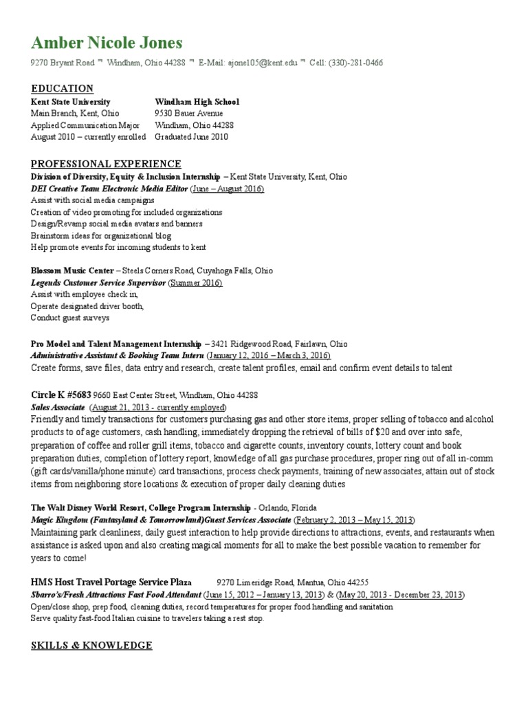 Jones Resume | PDF | Internship | Job Hunting