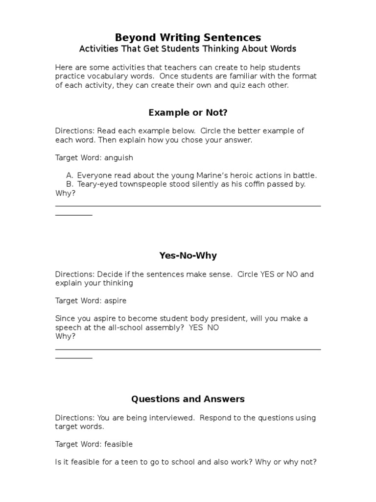 Beyond Writing Sentences | PDF