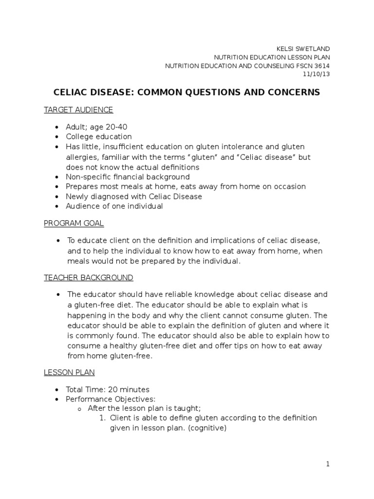 Celiac Diet Assignment Example1 | PDF | Gluten | Gluten Free Diet